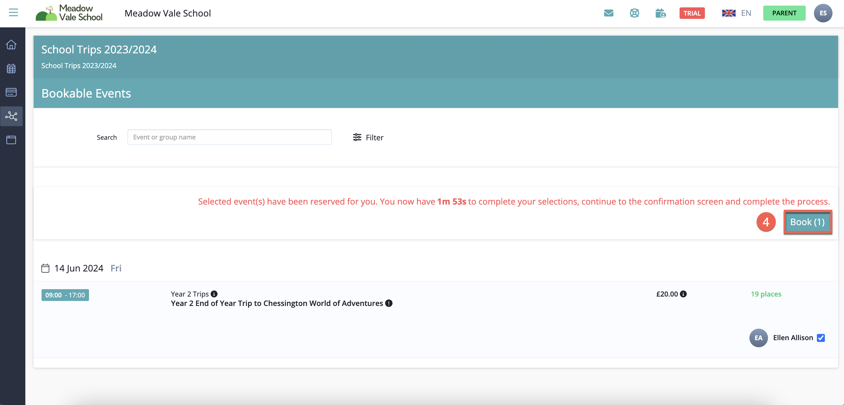 Making an Instant Book Booking for Activities/Breakfast Club/Trips ...