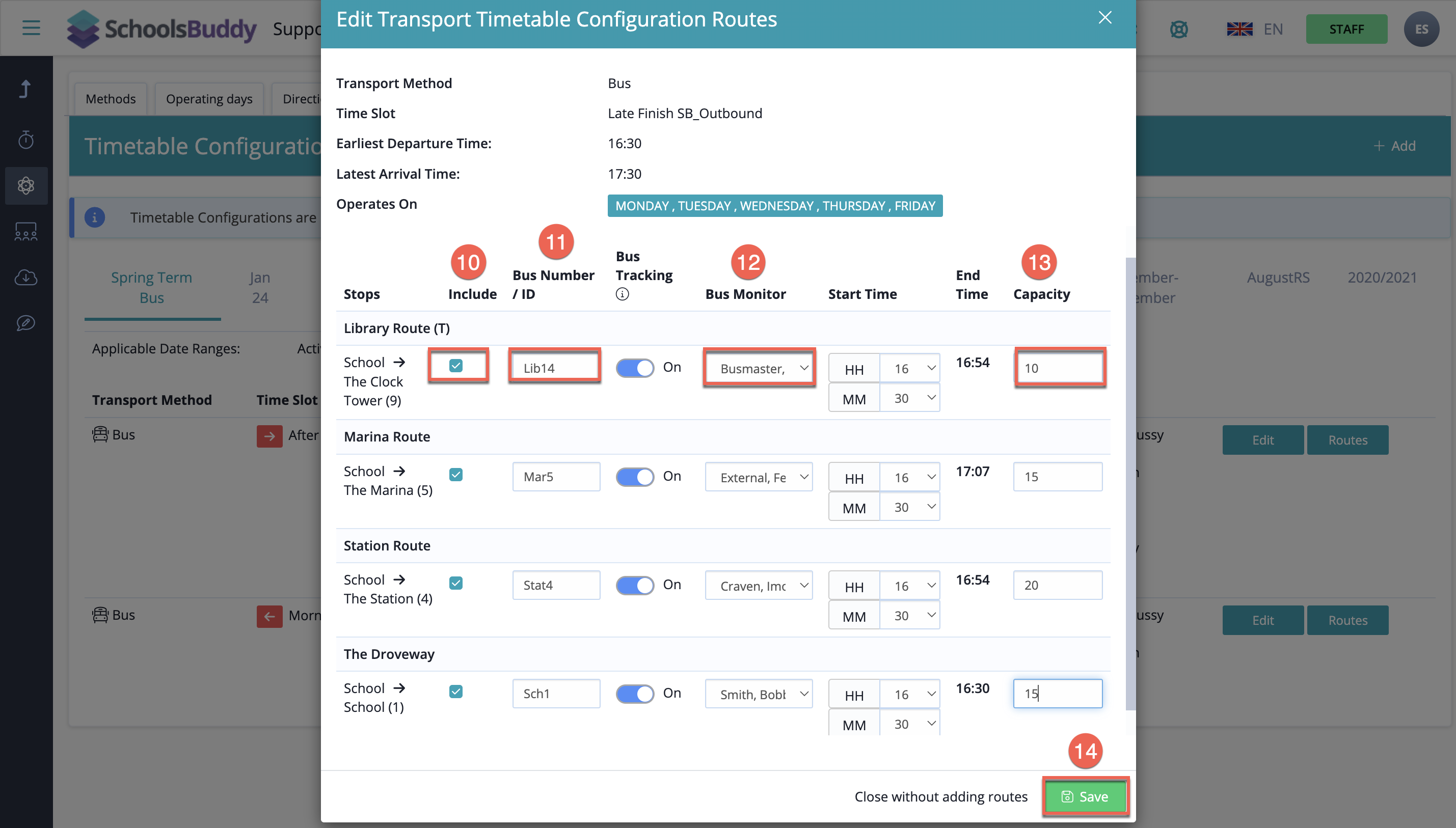 Transport Routes and Timetable Configuration – SchoolsBuddy Help Centre