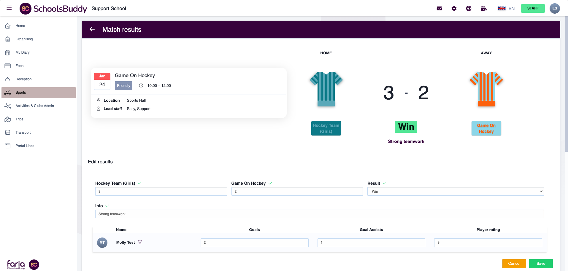 Sports Portal - Creating a Sporting Fixture – SchoolsBuddy Help Centre
