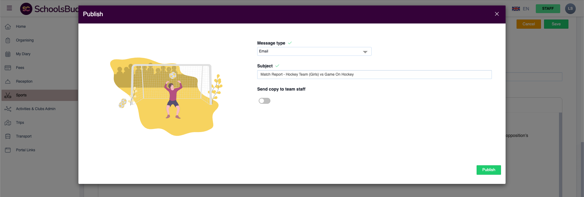 Sports Portal - Creating a Sporting Fixture – SchoolsBuddy Help Centre